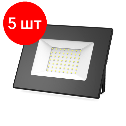 Комплект 5 штук, Прожектор светодиодный Gauss Elementary 50W 6500К IP65 черный 613100350