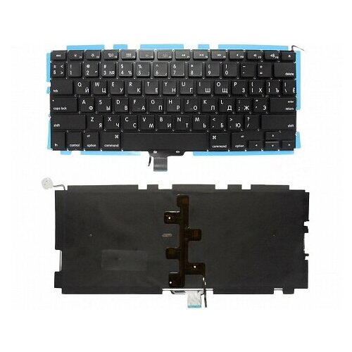Клавиатура для ноутбука Apple MacBook A1278 черная, плоский Enter, с подсветкой