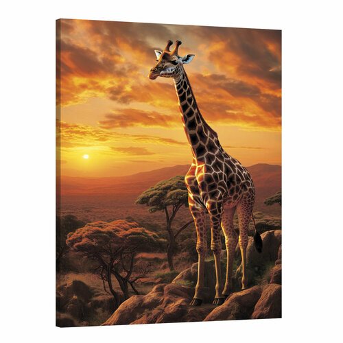 Интерьерная картина 50х70 "Жираф на горе"