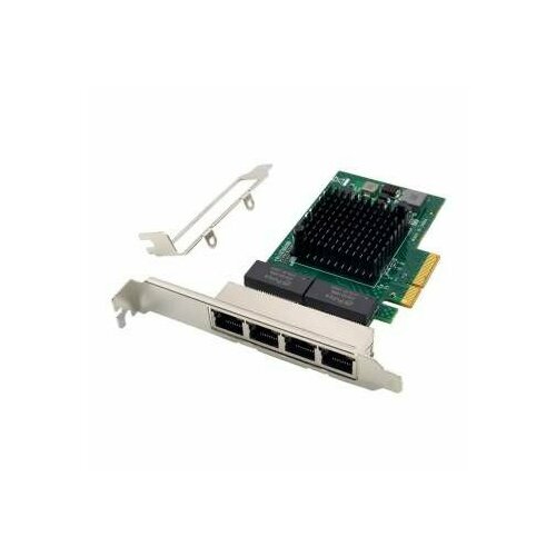 Orient Контроллер XWT-BM19L4PE4, Сетевая карта PCI-Ex4 v2.0 4xRJ45 Gigabit Ethernet, Broadcom BCM5719 chipset, 10 100 1000 Мбит с, 2 планки