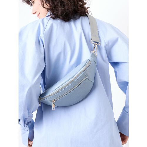 Сумка поясная Franchesco Mariscotti Оригинальная, удобная женская сумка на пояс 138702, фактура зернистая, рельефная, голубой