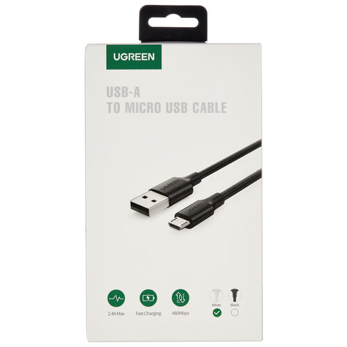 Кабель UGREEN US289 (60141) USB 2.0 A to Micro USB Cable Nickel Plating. Длина: 1м. Цвет: белый