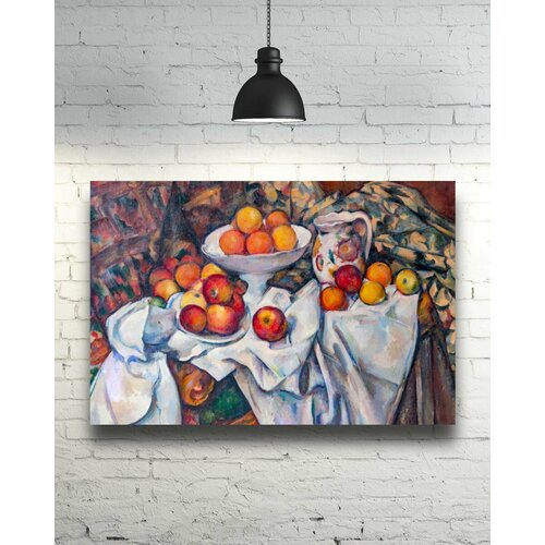 Картина репродукция "Натюрморт с яблоками и апельсинами", Поль Сезанн (холст, подрамник, 40х60 см)