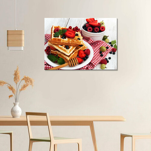 Картина/Картина на холсте для интерьера/Картина на стену/Картина для кухни/ - Вафли с ягодами(6) 30х40