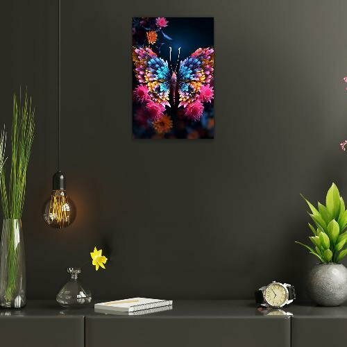 Картина на холсте 60x90 Альянс Лес "Бабочка, цветы 6" на подрамнике / интерьер/ декор
