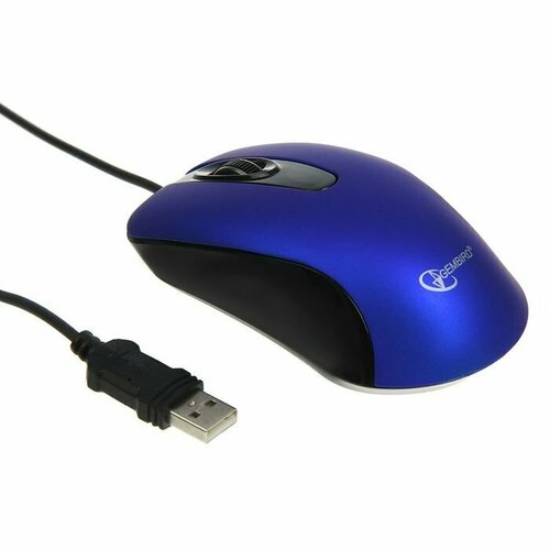 Мышь Gembird MOP-400, проводная, оптическая, бесшумная, 1000 dpi, USB, чёрно-синяя (комплект из 3 шт)