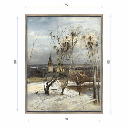 Картина Алексея Саврасова Грачи прилетели 1871 (Третьяковская галерея) Матовый холст в раме 95х75 см