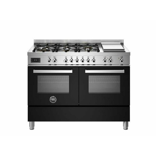 PRO126G2ENET Варочный центр Bertazzoni, 6 газовых конфорок, два многофункциональных электрических шкафа, 120 см Черный глянец