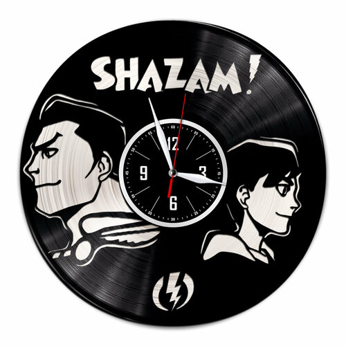 Шазам - настенные часы из виниловой пластинки (с серебряной подложкой)
