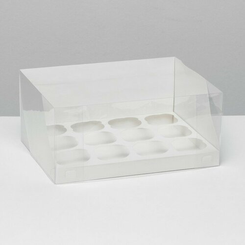 UPAK LAND Кондитерская складная коробка для 12 капкейков белая, 31 x 24 x 14 см