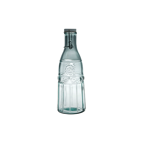 Бутылка с пробкой с декором; стекло;1л; D=98, H=280мм; прозр, San Miguel, QGY - 5922