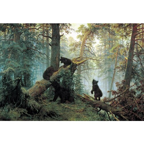 Картина на холсте Утро в сосновом лесу Премиум качество Шишкин 20*30 см