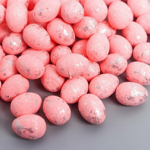 Декор пасхальный "Яйцо - серебристая крапинка" набор 100 шт розовый 1.5х1.8 см, 8х8х8 см
