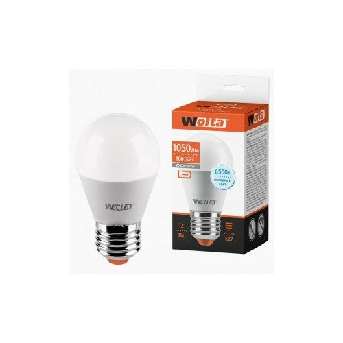 Светодиодная LED лампа WOLTA лампа Шар G45 E27 12W (1050lm) 6500K 6K 25W45GL12E27 92х45х45 (упаковка 10 штук)