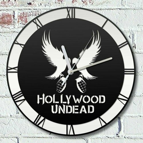 Настенные деревянные бесшумные часы музыка hollywood undead - 2047