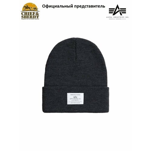 Шапка бини ALPHA INDUSTRIES, размер OneSize, черный, серый