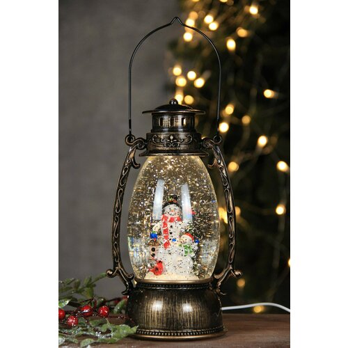 Фонарь новогодний лампа Снеговики, 24см, светящийся, музыкальный, USB