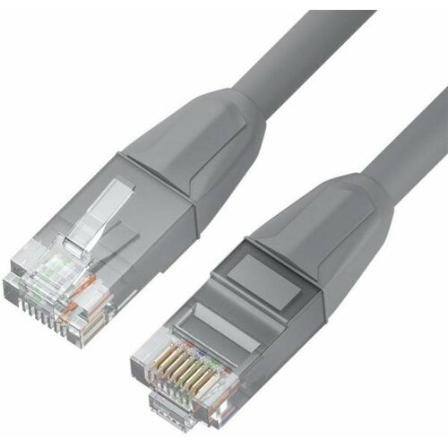 GCR Патч-корд прямой 5.0m LSZH UTP кат.6, серый, 24 AWG, литой без фиксатора, ethernet high speed, RJ45, T568B