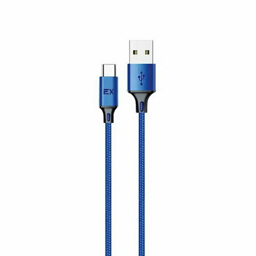 Кабель EX-K-1213, Type-C - USB, 2.4 А, 1 м, нейлоновая оплетка, синий
