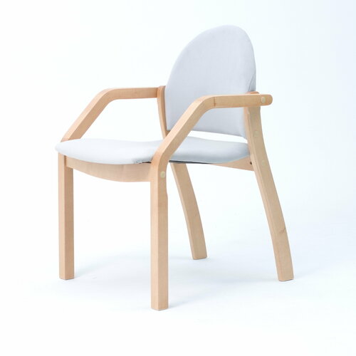 Стул кресло для кухни Джуно 2.0 мягкое, массив дерева (натуральный/серый Velutto 51) Мебиатор