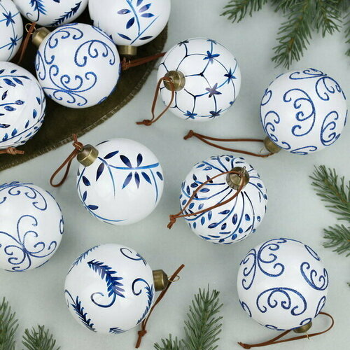 Winter Deco Набор стеклянных шаров Modelli Blue 8 см, 12 шт 19039-23285