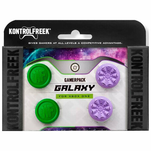 3 низкие + 1 высокая накладки на стики KontrolFreek GamerPack Galaxy для геймпада Microsoft XBOX One (зелёный/фиолетовый)