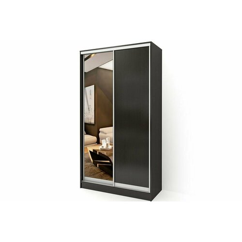 Шкаф-купе для одежды МногоМеб Версаль двухдверный 110x60x220 см, 1 зеркало, черный