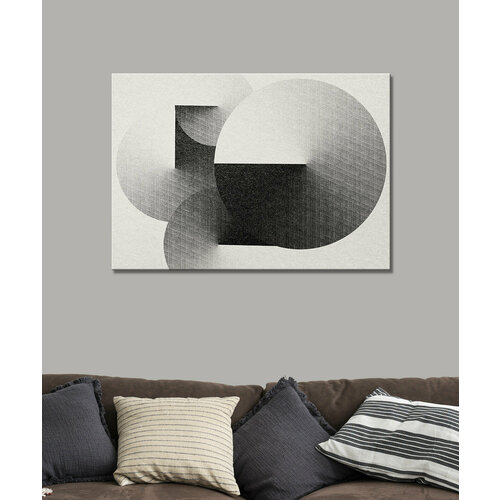 Картина на холсте для интерьера - "Минимализм, геометрия, серые круги 50х70"