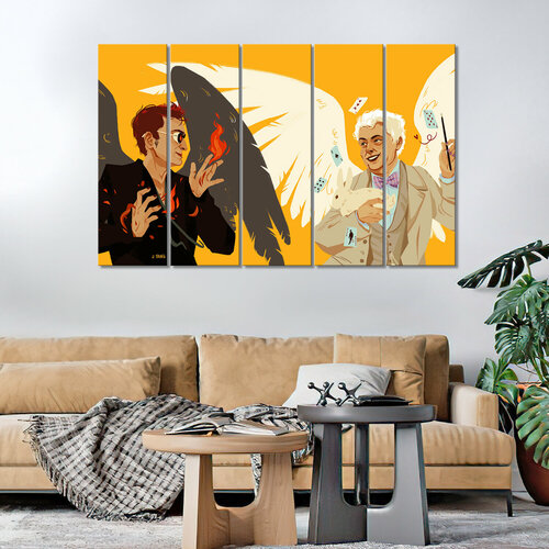 Модульная картина/Модульная картина на холсте/Модульная картина в подарок/Angels of Good Omens - Ангелы Благих знамений 150х100