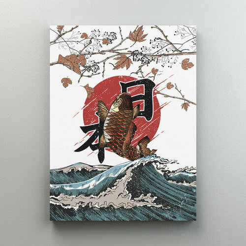 Интерьерная картина на холсте "Винтажный постер - иероглиф "Япония" размер 45x60 см