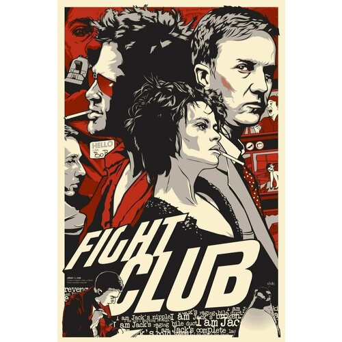 Плакат, постер на бумаге Бойцовский клуб (Fight Club, 1999г). Размер 21 х 30 см