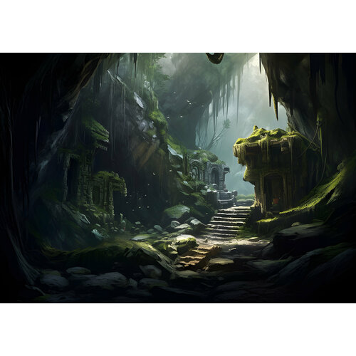 Постер - "Скрытые пещеры сокровища"на холсте/ А3 / в тубусе без рамы