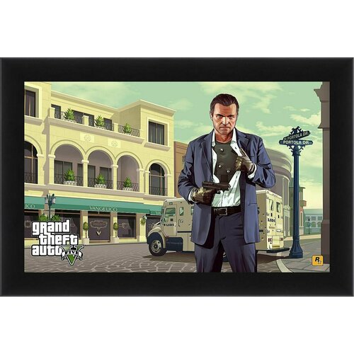 Плакат, постер на холсте Grand Theft Auto V. Размер 42 х 60 см