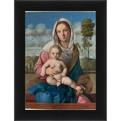 Плакат, постер на бумаге The Madonna and Child in a landscape. Джованни Беллини. Размер 30 на 42 см