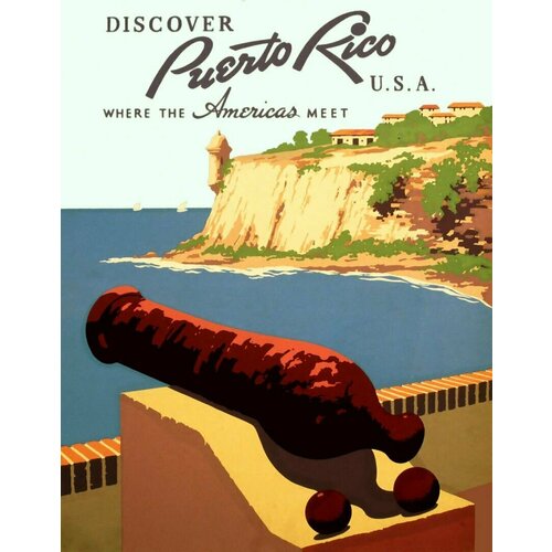 Плакат, постер на бумаге Discover Puerto Rico/Пуэрто Рико. Размер 21 на 30 см
