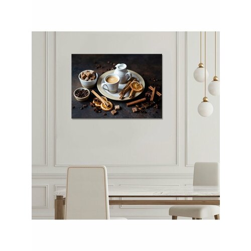 Картина на холсте с подрамником Ароматный кофе и корица 4 60х80