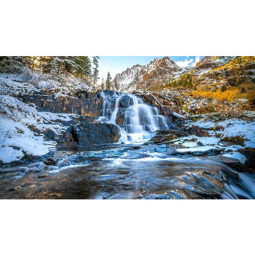 Картина на холсте 60x110 Альянс Лес "Калифорнии США Lundy Водопады" на подрамнике / интерьер/ декор