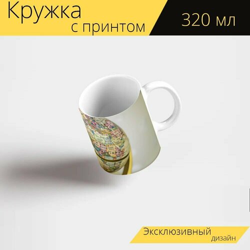 Кружка с рисунком, принтом "Глобус, земля, карта мира" 320 мл.