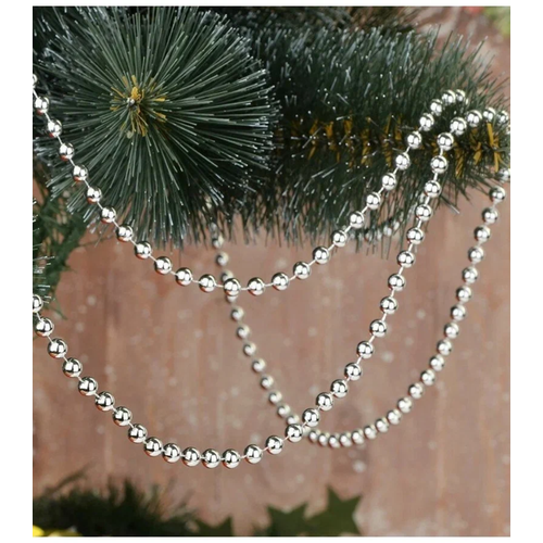 Новогоднее украшение "Бусы" 4 метра, пластик, серебро