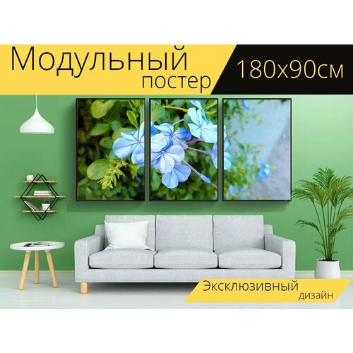 Модульный постер "Цветок, закрыть, полевые цветы" 180 x 90 см. для интерьера