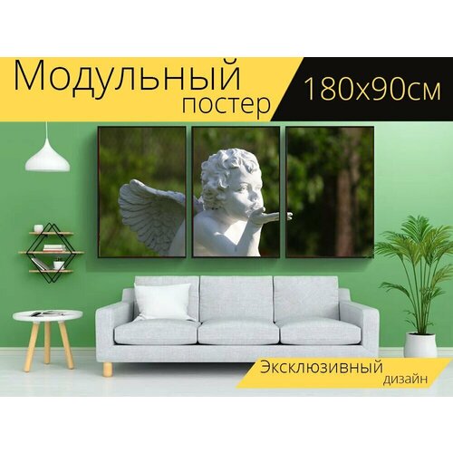 Модульный постер "Ангел, фигурка, статуэтка" 180 x 90 см. для интерьера