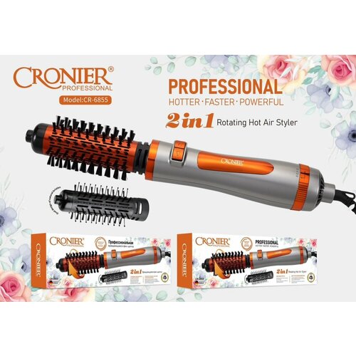 Фен-щетка Cronier / вращающаяся фен-щетка для укладки, завивки, сушки, объема и выпрямления волос CR-6855