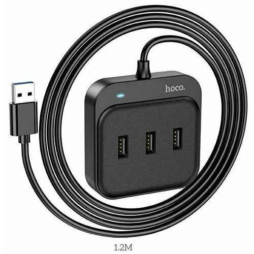 Переходник Hoco HB31 USB концентратор 4 в 1 USB to USB 3.0+USB 2.0*3 (длина 1.2м) черный