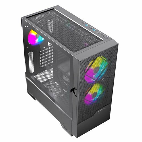 Корпус Powercase Kratos, Tempered Glass,2х140mm +1x120mm ARGB fan+ARGB HUB, чёрный, E-ATX (CKR-A3)