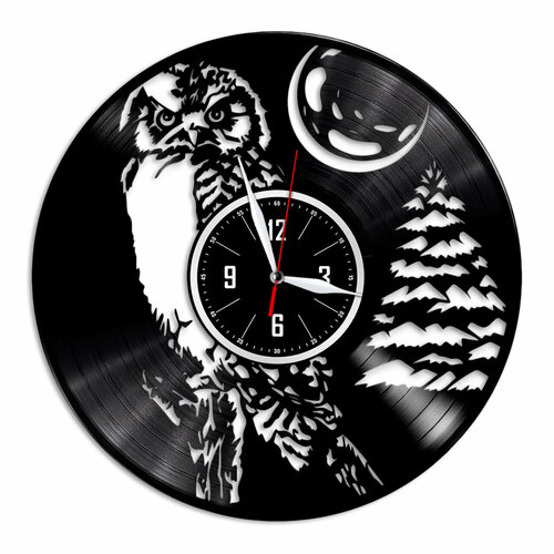 Сова #3 - настенные часы из виниловой пластинки