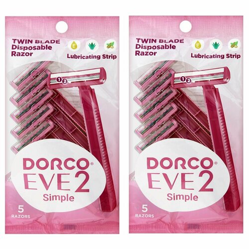 DORCO Бритвы одноразовые женские Eve 2 Simple, 5 шт/уп, 2 упаковки