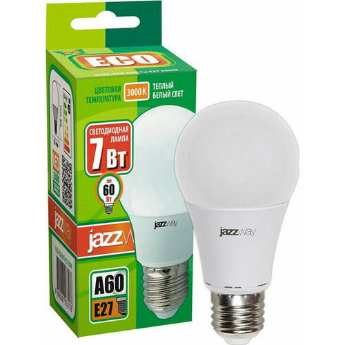 Лампочка Лампа светодиодная PLED- ECO- A60 7w E27 3000K 220V/50Hz Jazzway груша 2 шт.