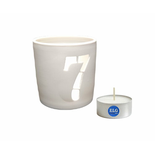 Подсвечник керамический цифра "7" ( 7см*6,5 см) + свеча в гильзе ELG