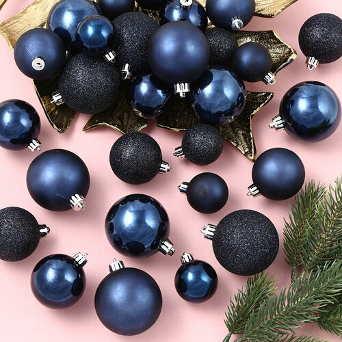 Winter Deco Набор пластиковых шаров Luminous - Синий Бархат, 4-6 см, 30 шт 9022991