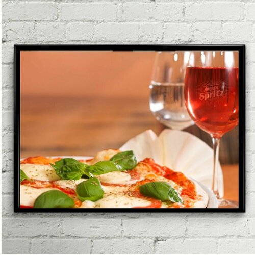 Постер "Пицца и бокал красного" Cool Eshe из коллекции "Еда и кухня", плакат А3